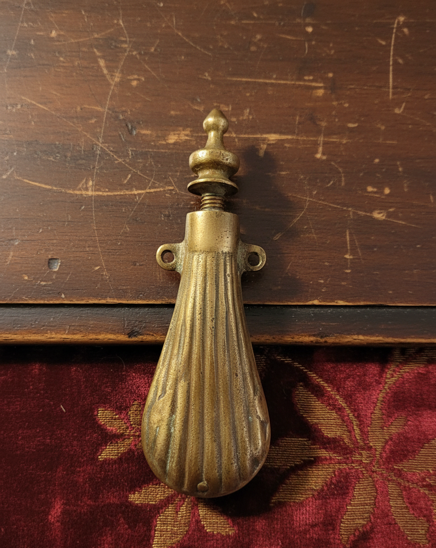 Vintage Brass Gun Powder Flask - Antique Ornate Black Powder Horn with ...