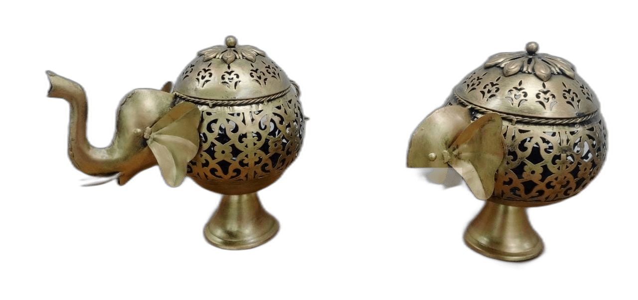 Artisan Elegance: Handcrafted Metal Jali Ball Elephant Box Set (2 pcs ...