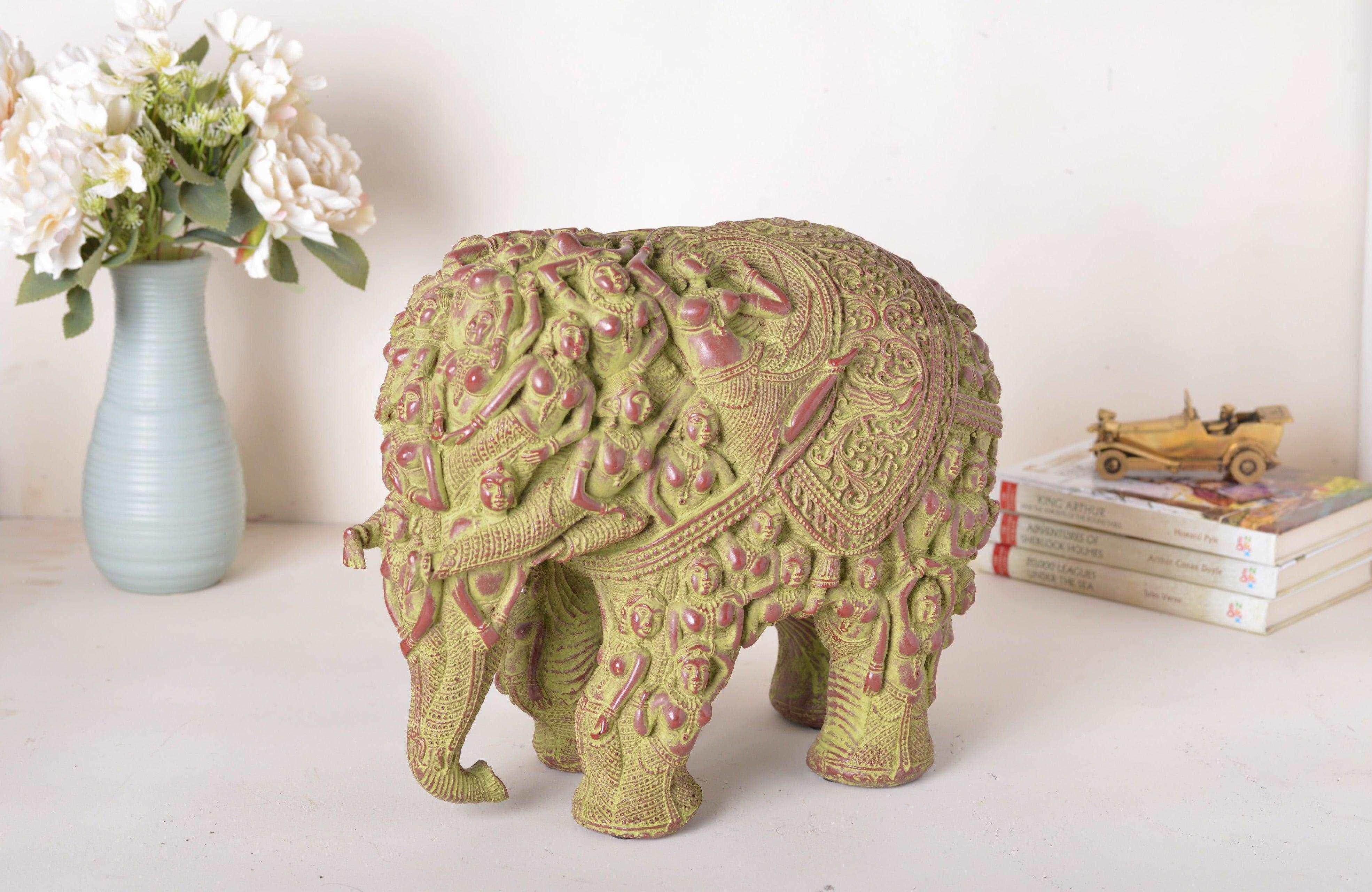 Polyresin Tribal Airavat Elephant Statue in Stone Finish – Style It by ...